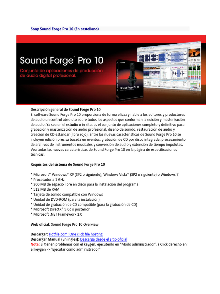 Sony Sound Forge Pro 10 (1808) | PDF