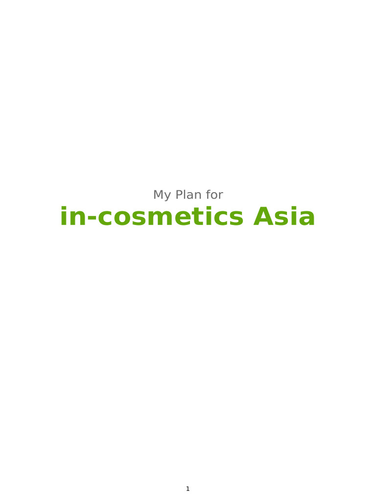In-Cosmetics Asia Plan | PDF | Cosmetics | Toiletry