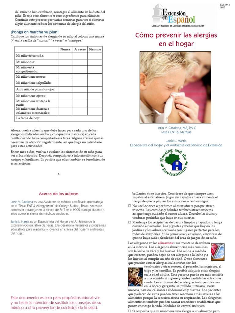 33 Cómo Prevenir Las Alergias En El Hogar Autor Lorin V Catalena Pdf