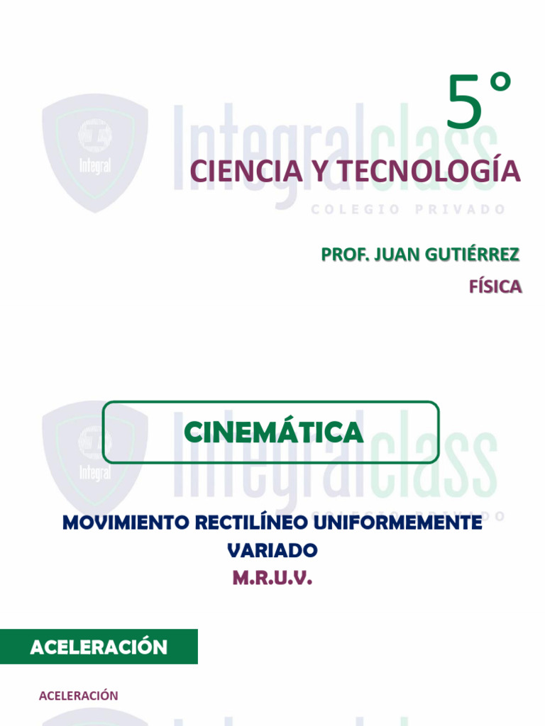 Practica de Clase - 5sesion (Mruv) - Integral | PDF | Aceleración | Velocidad