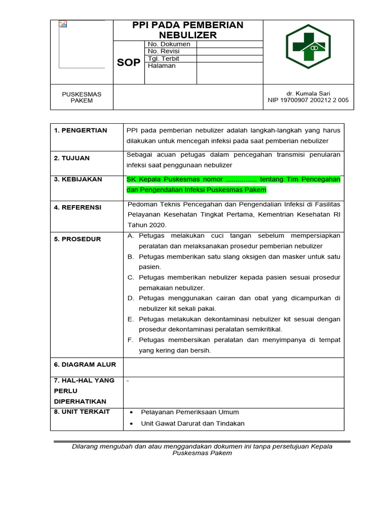 Sop Bundles Pada Pemberian Nebulizer | PDF