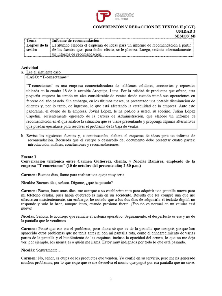U3 - S6 - Informe de Recomendación (T-Conectamos) | PDF | Teléfonos móviles | Business