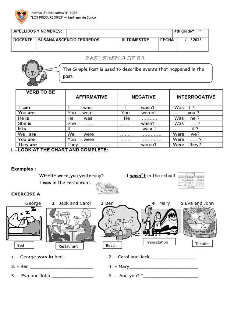 Past Simple of Be 4th Grade 2023 | PDF | Grammar | Language Families