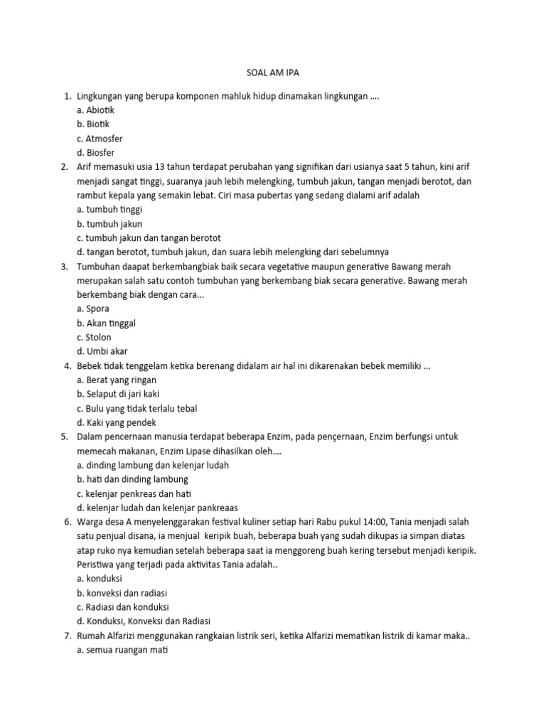 Soal Am Ipa NF | PDF