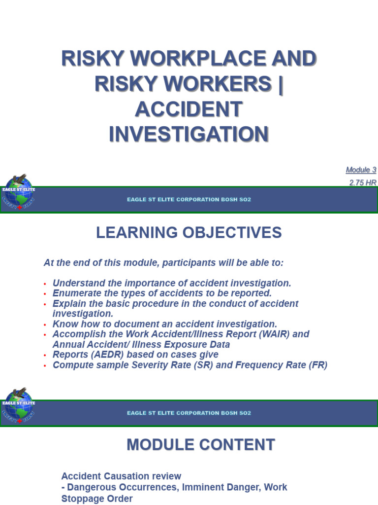 EAGLE - Module 3 Accident Investigation | PDF | Occupational Safety And ...