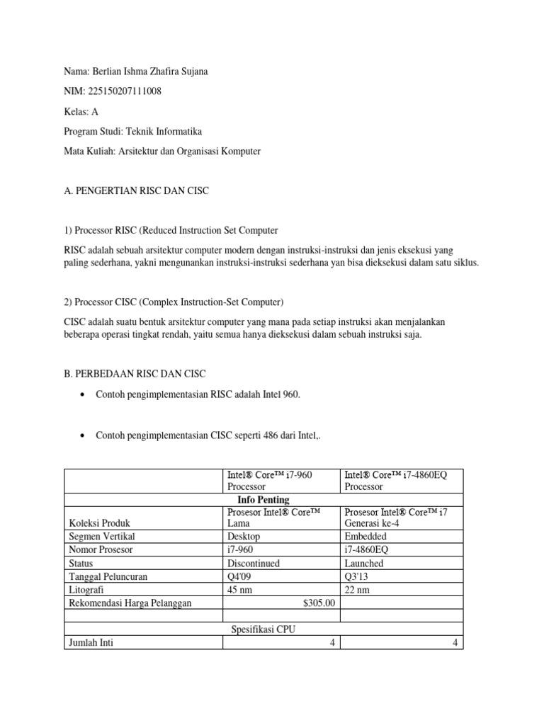 Tugas RISC CISC Berlian | PDF