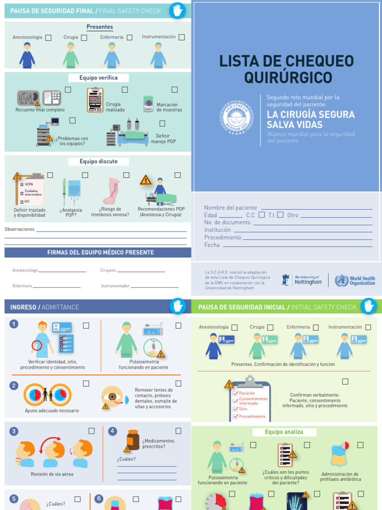 Lista de Chequeo Quirurgico | PDF | Cirugía | Medicina CLINICA