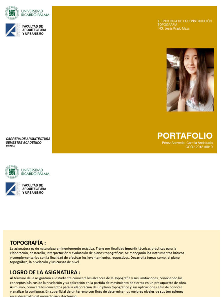 Portafolioestudiantil Topografia Urp | PDF | Topografía | Aprendizaje
