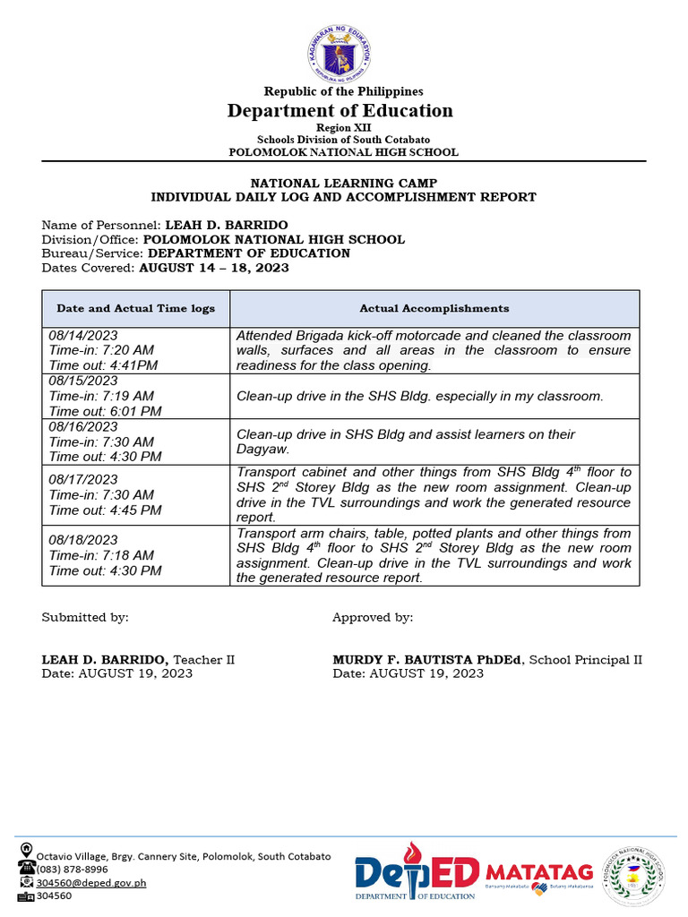 Brigada Eskwela Iwar August | PDF