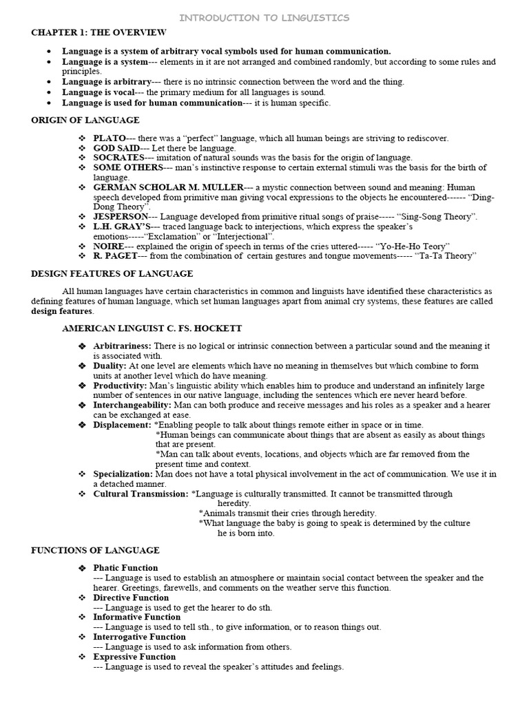 SALAZAR (Intro To Ling, Week 1) | PDF | Linguistics | Language Acquisition