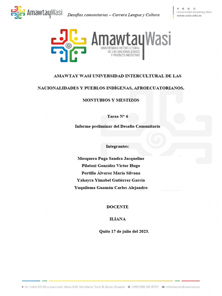 Amawtay Wasi Universidad Intercultural De% | PDF | Aprendizaje