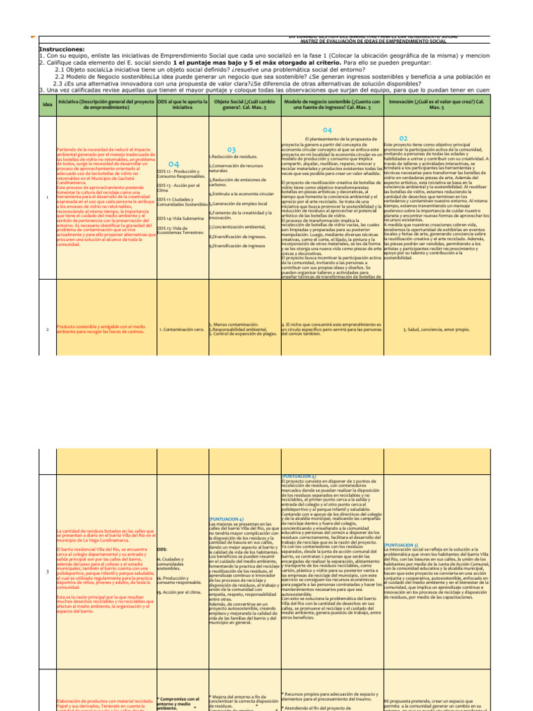 Anexo 1 - Matriz de Evaluación | PDF | Reciclaje | Residuos