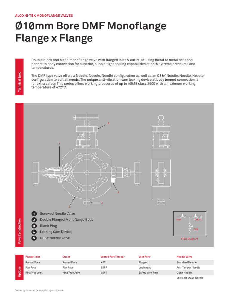 5MM Bore DMF Monoflange Flange X Flange | PDF | Valve | Equipment