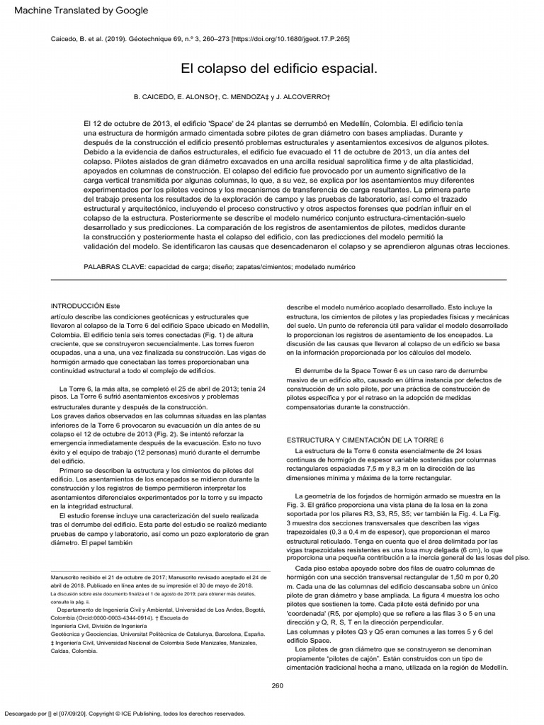 Colapso Edificio Space. ESP | PDF | Fundación profunda | Fundación (Ingeniería)