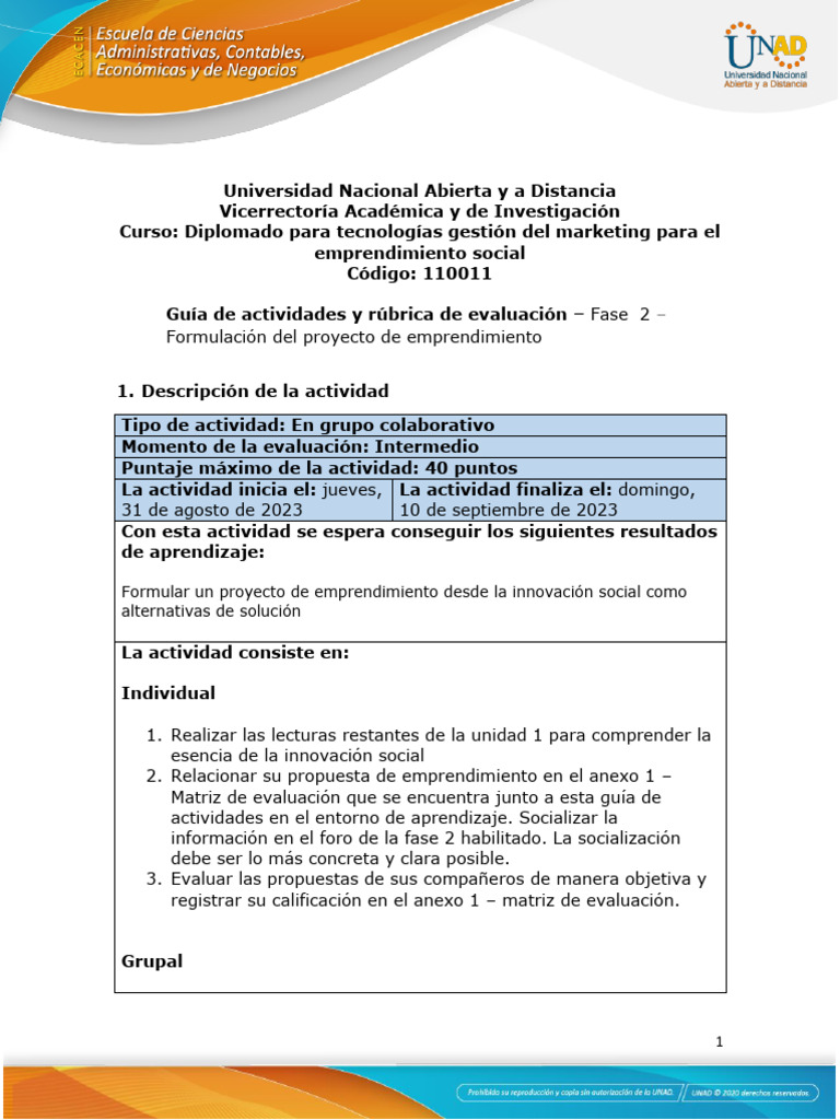 Guia de Actividades y Rúbrica de Evaluación - Unidad 1 y 2 - Fase 2 ...