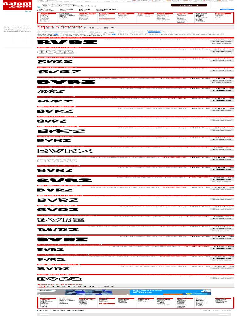 Fancy Cartoon Fonts Dafont - Com 2 | PDF | Typefaces | Serif