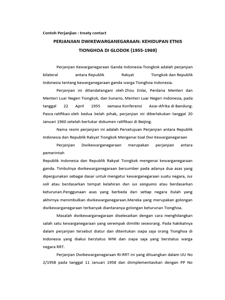Contoh Perjanjian Treaty Contact by Salsa | PDF