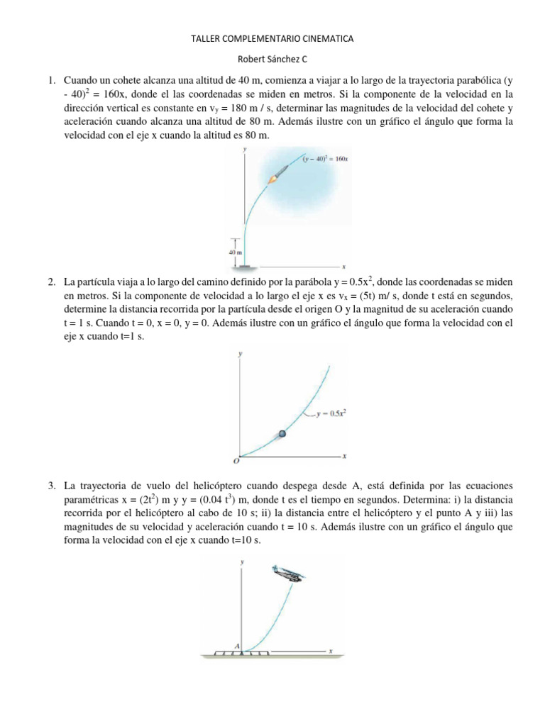 Taller Complementario Cinematica | PDF | Velocidad | Cinemática