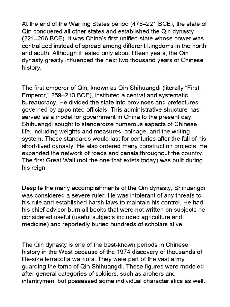Qin Dynasty | PDF | Religion & Spirituality