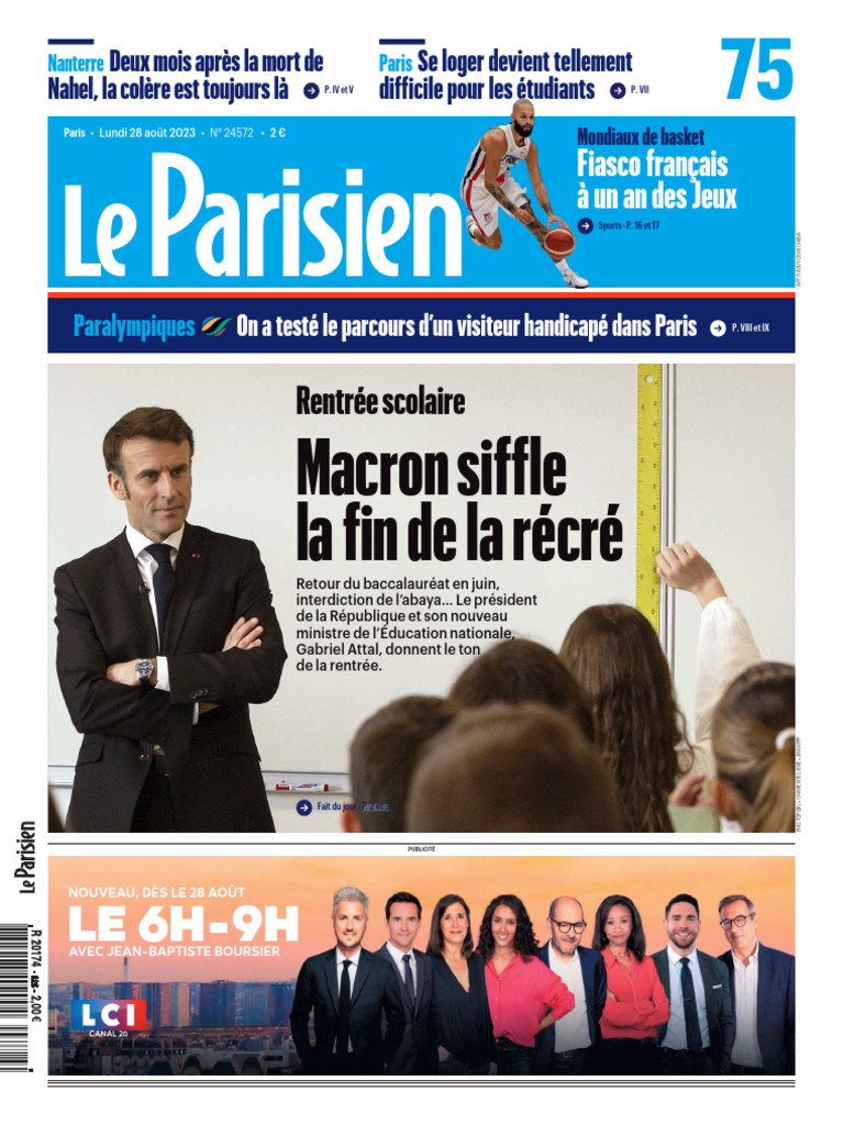 Le Parisien Du Lundi 28 Aout 2023 | PDF | Politique de la France ...