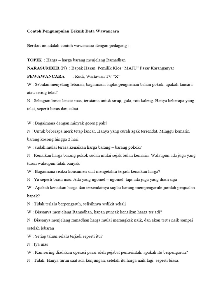 Contoh Wawancara Pedagang Ramadhan | PDF