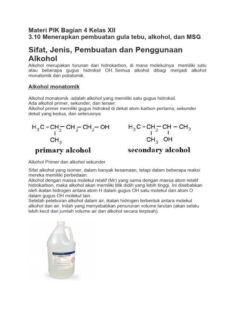 Materi PIK Bagian 5 Kelas XII Pembuatan Alkohol | PDF | Sains ...