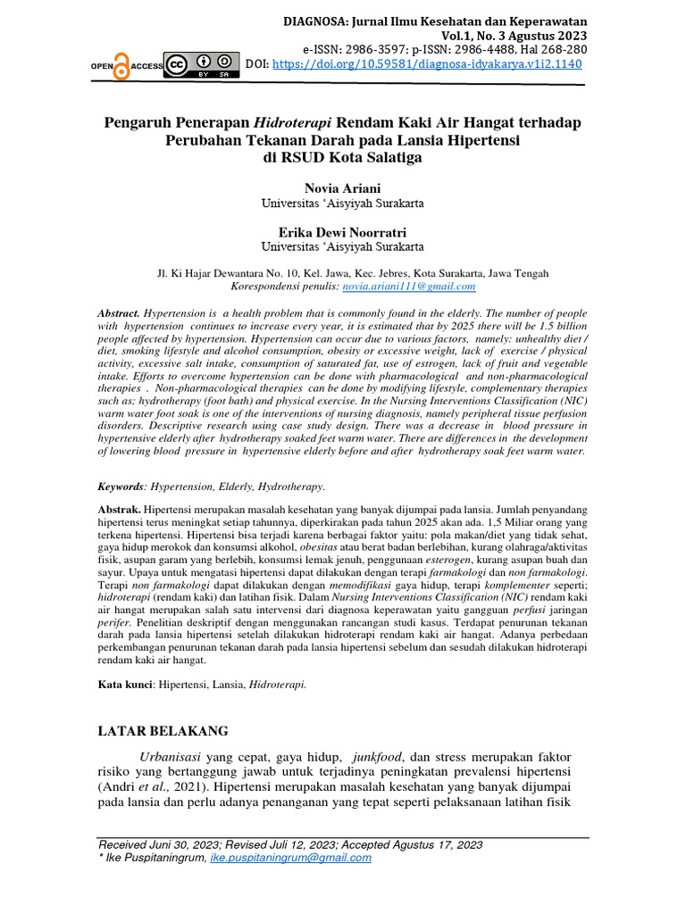 DIAGNOSA+-+VOL 1,+NO +3+AGUSTUS+2023+Hal+268-280 | PDF | Hypertension | Medicine