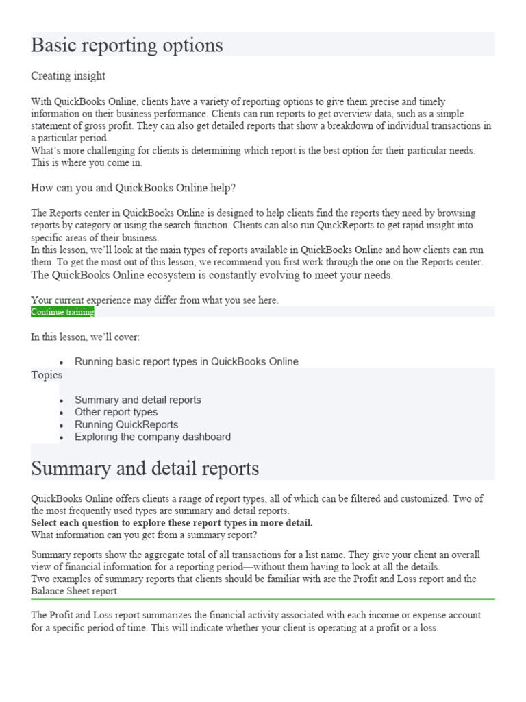 Basic Reporting Options | Download Free PDF | Balance Sheet | Income ...
