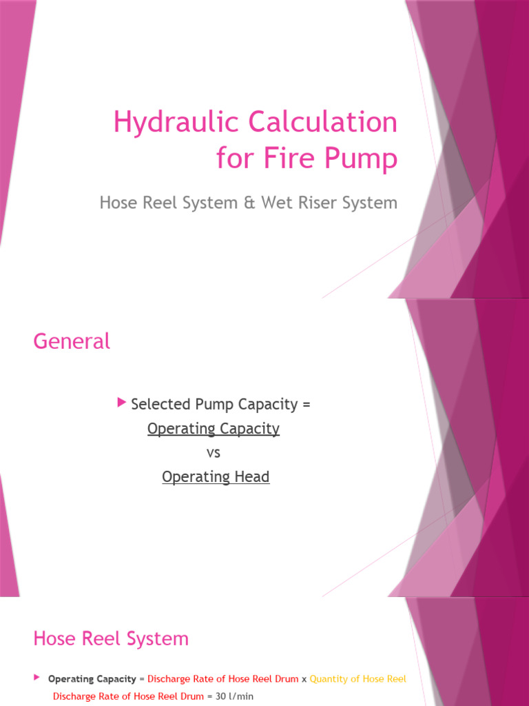 Hydraulic Calculation For Fire Pump | PDF | Pump | Pressure
