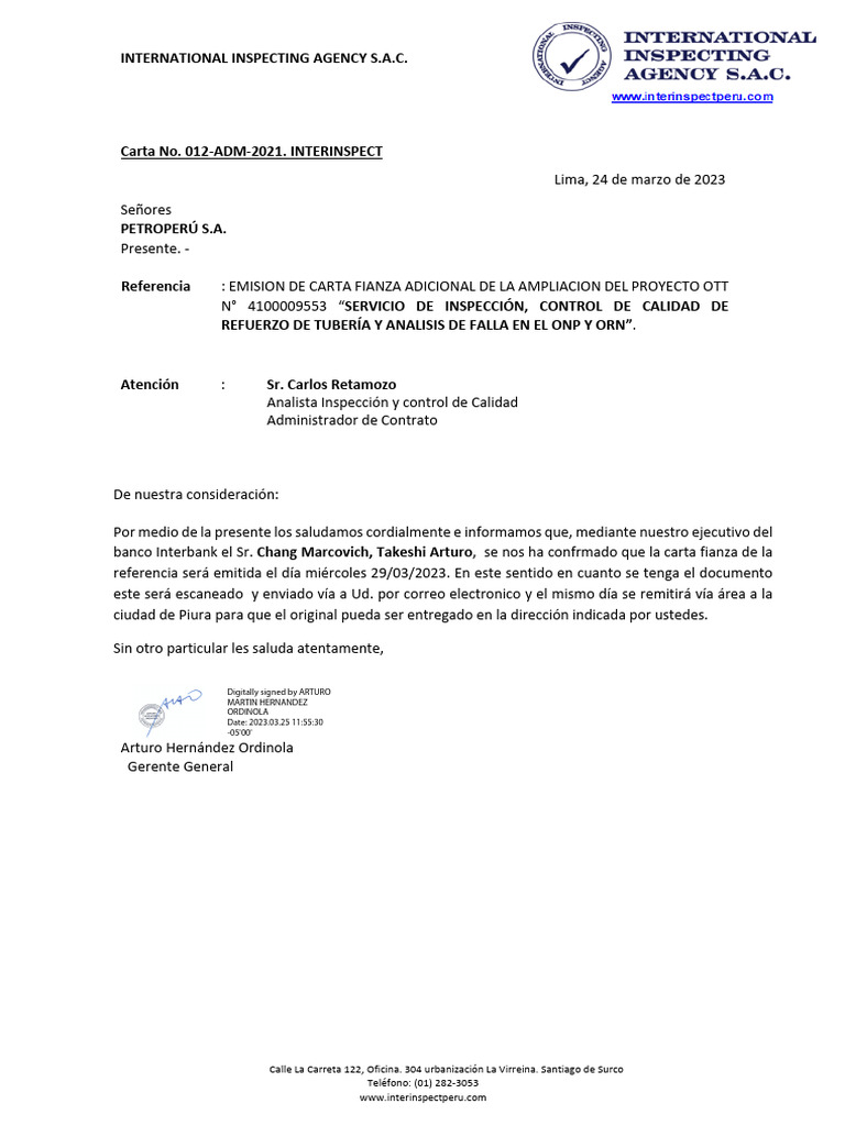 Carta 012-2023 Carta Informativa A Petroperu | PDF