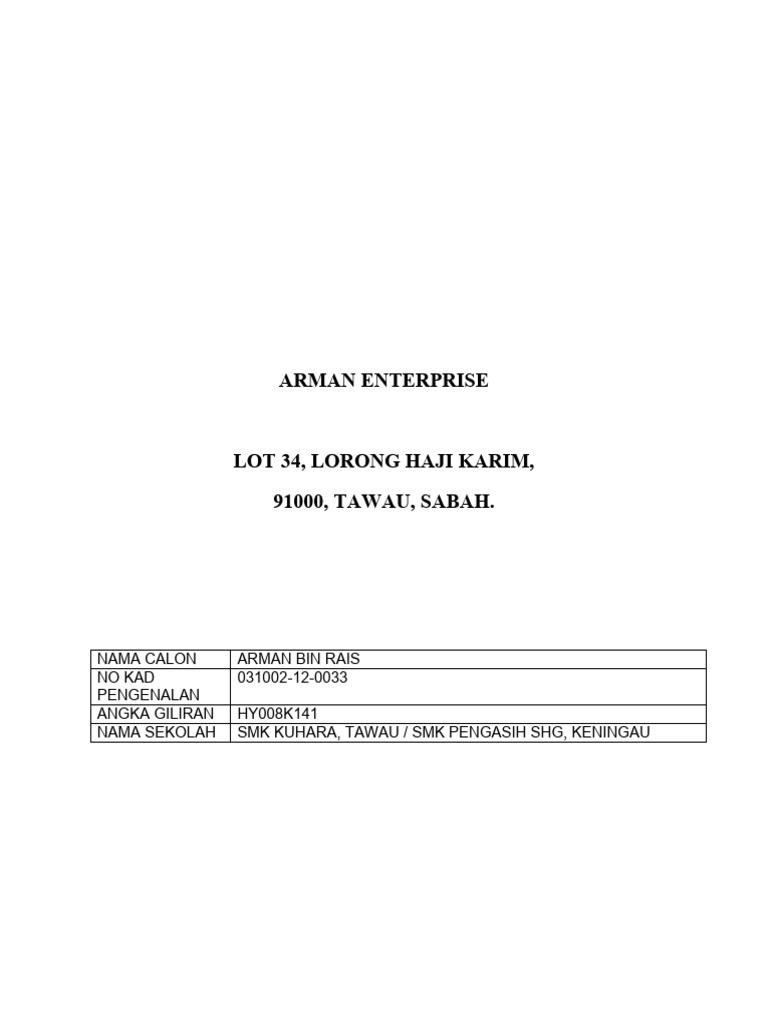 Arman Enterprise | PDF | Karier & Perkembangan | Pengelolaan Keuangan & Uang