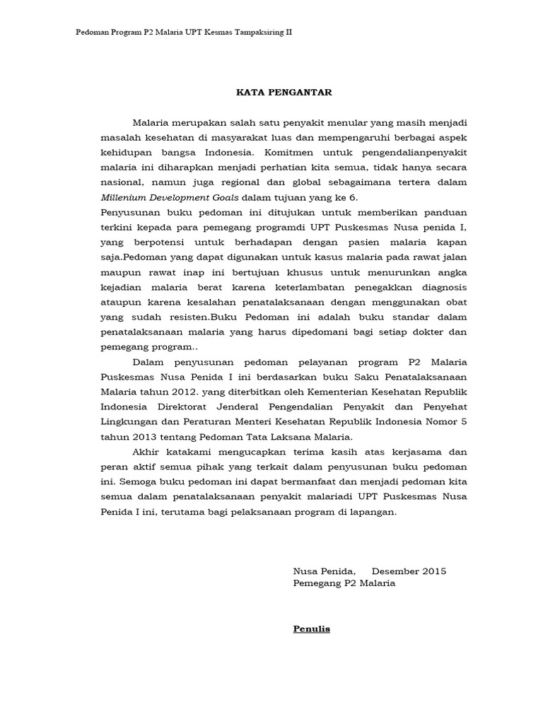 Pedoman Program P2 Malaria | PDF | Pengembangan Diri | Kesehatan Holistik