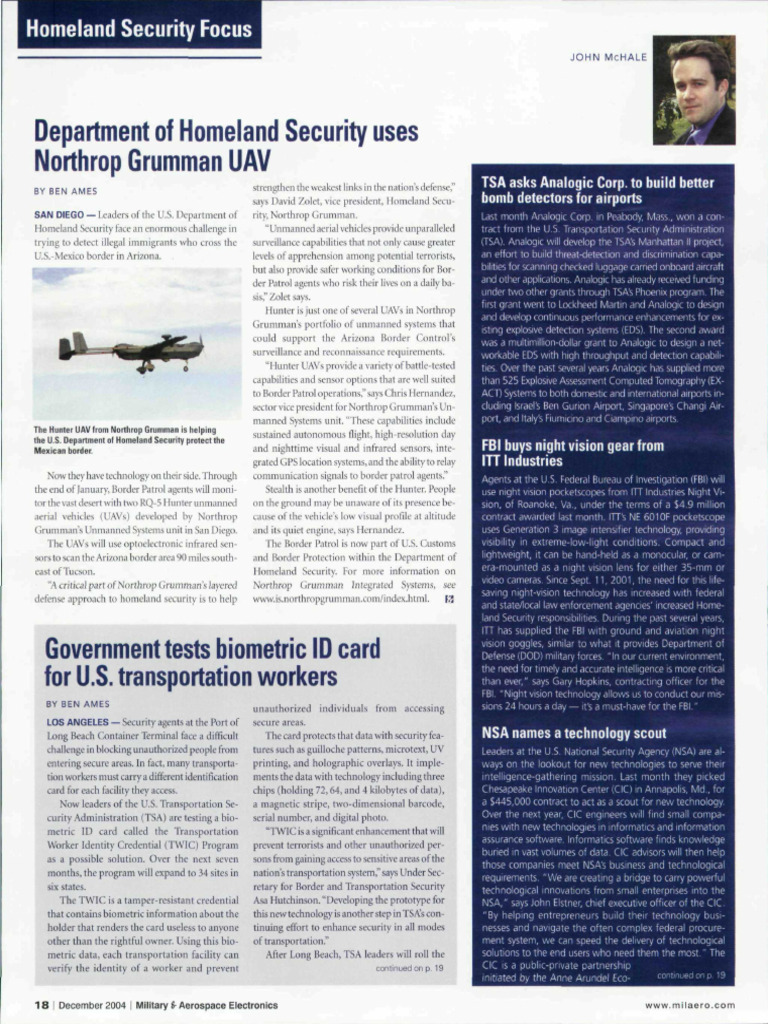 Department of Homeland Security Uses Northrop Grumman UAV | PDF ...