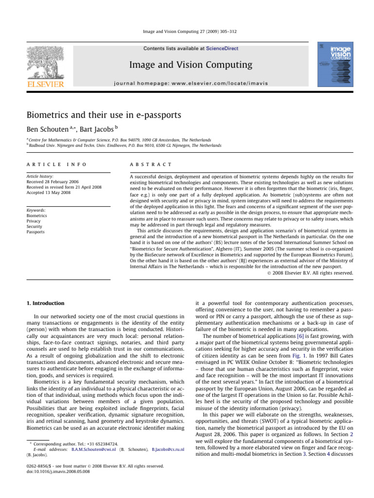 Biometrics and Their Use in E-Passports | PDF | Biometrics | Authentication