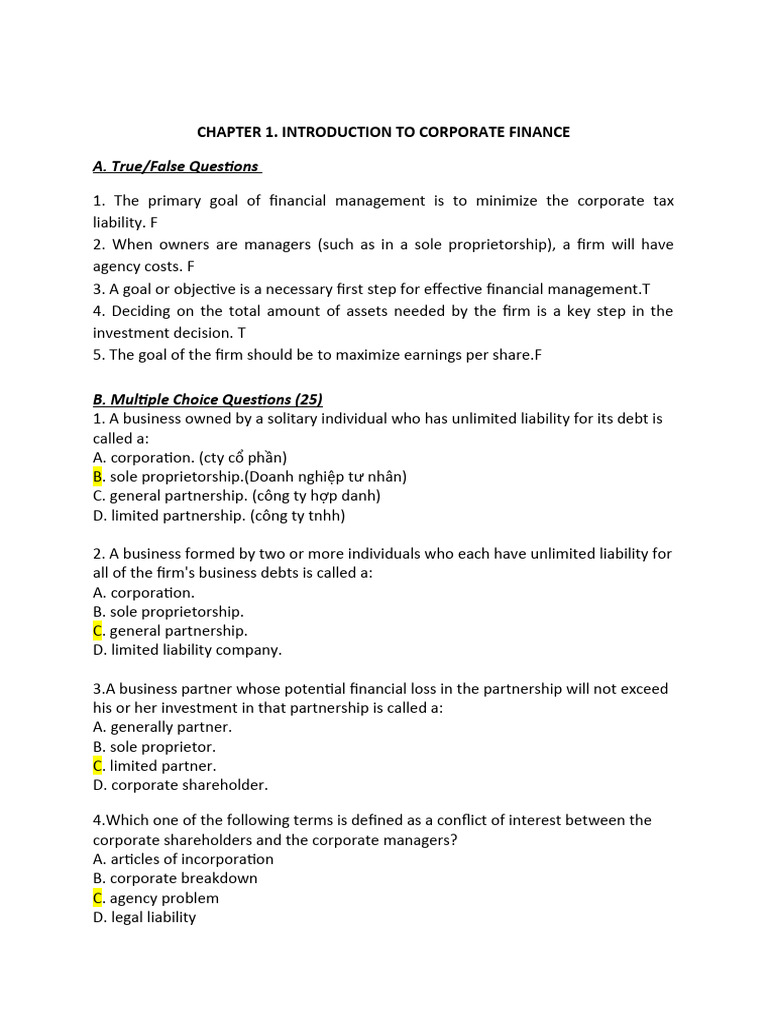 Chapter 1 Introduction To CF - Student Version | PDF | Partnership | Sole Proprietorship