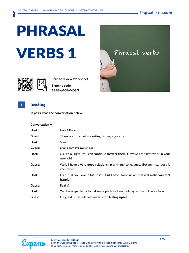 Intermediate Phrasal Verbs Worksheet | PDF