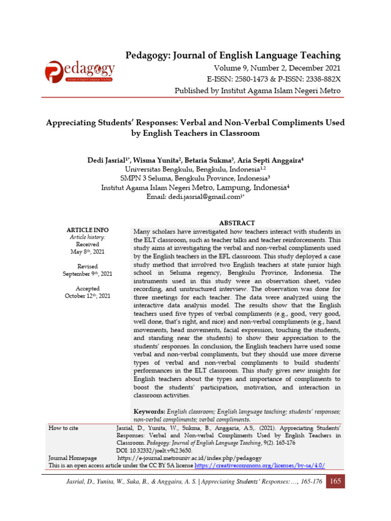 Appreciating Students Responses Verbal A | Download Free PDF ...