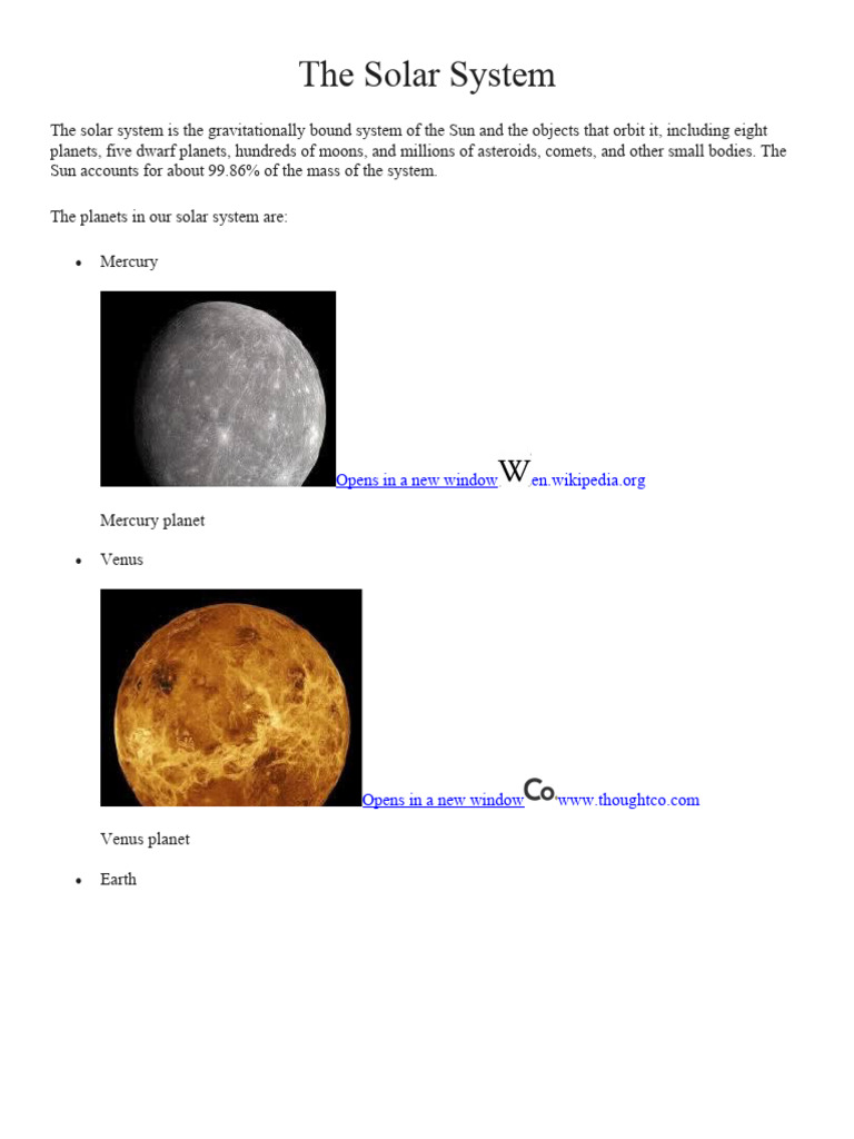 Solar System and Its Planet | PDF | Planets | Solar System