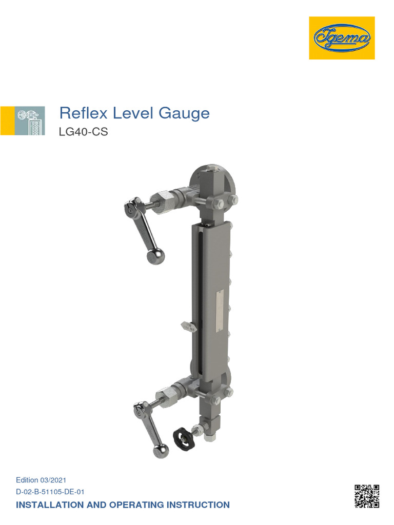 Reflex Level Gauge - Igema LG 40cs | PDF | Valve | Boiler