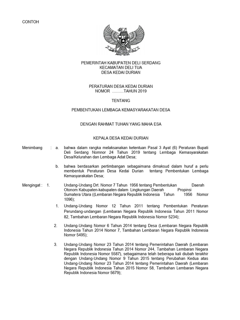 CONTOH Perdes | PDF | Politik | Ilmu Sosial