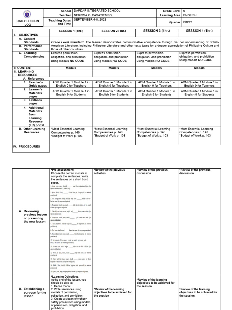 Eng9 Week1 | PDF | Learning | Behavior Modification