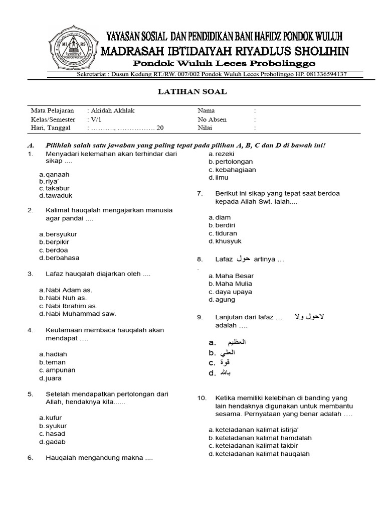 Soal KD Hauqalah | PDF