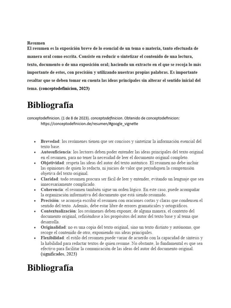 Bibliografía: (Conceptodefinicion, 2023) | PDF | Sumario abstracto ...
