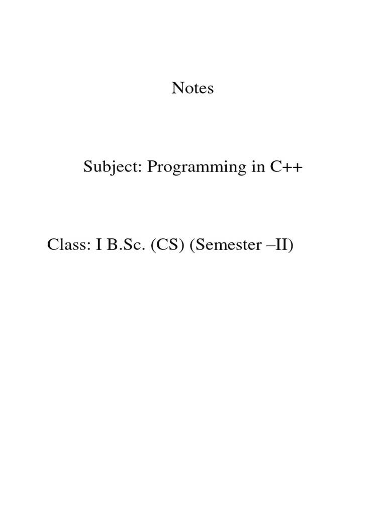 Cs Full Notes Pdf Class Computer Programming Object Computer