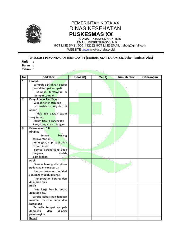 Checklist Pemantauan Terpadu PPI | PDF