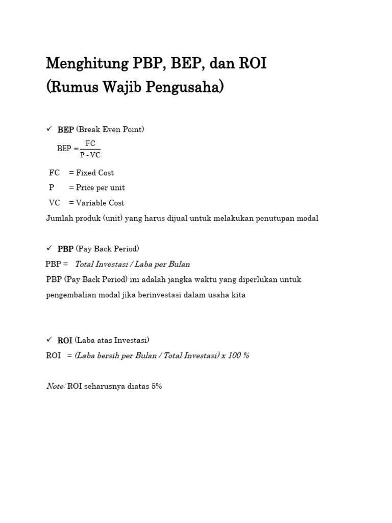 Menghitung Bep PBP Roi - Compress | PDF