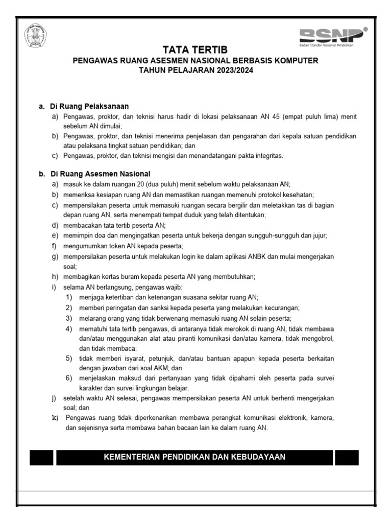 Tata Tertib Pengawas | PDF