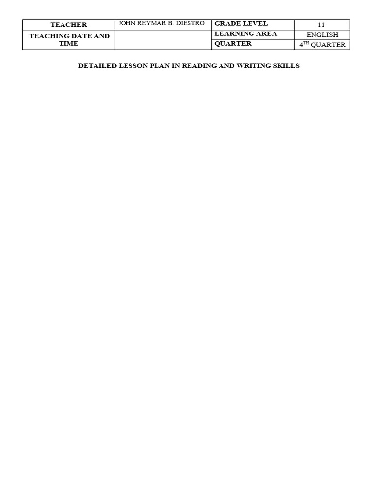 Lesson Plan | Download Free PDF | Résumé | Lesson Plan