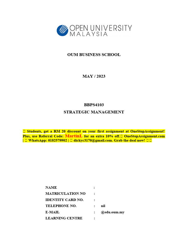 Bbps4103 Strategic Management 2 | PDF | Sustainability | Brand