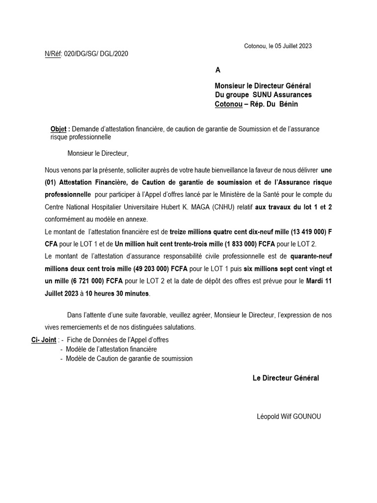 Demande de Caution DGLC | PDF